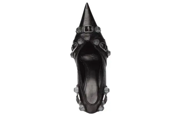 Balenciaga Black Arena Lambskin Cagole 90mm Pumps - Black/silver