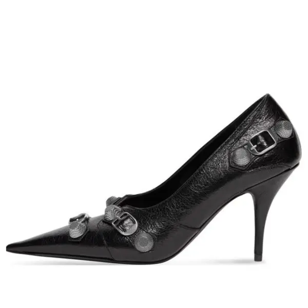 Balenciaga Black Arena Lambskin Cagole 90mm Pumps - Black/silver