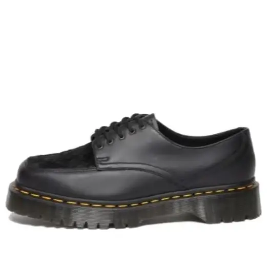 Dr. Martens 5-eye Bex Square Toe Hair-on & Leather Shoes - Black
