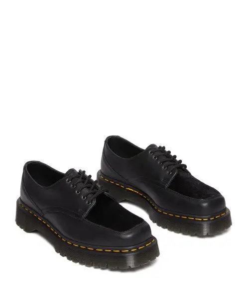 Dr. Martens 5-eye Bex Square Toe Hair-on & Leather Shoes - Black
