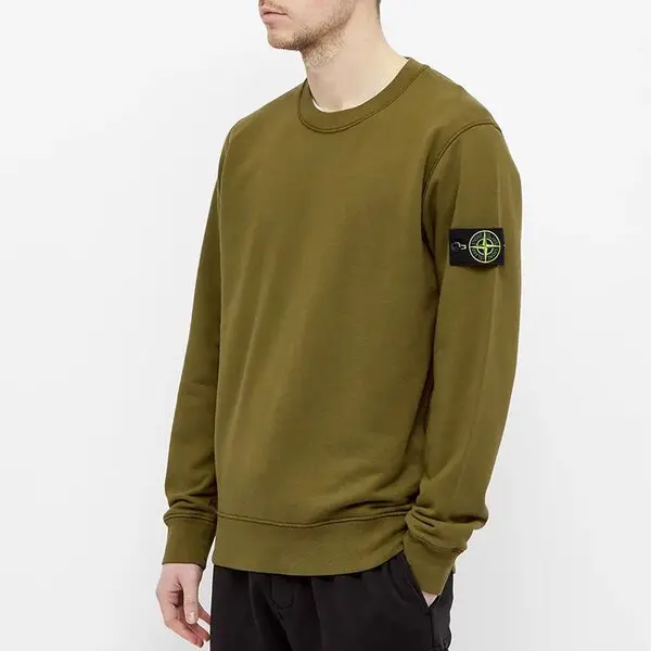 Stone Island Garment Dyed Crew Sweatshirt - Olive Green