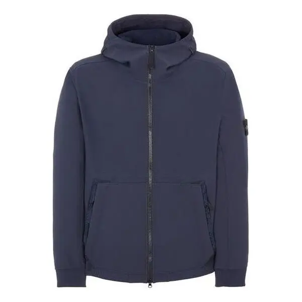 Stone Island Soft-shell Hooded Jacket - Navy