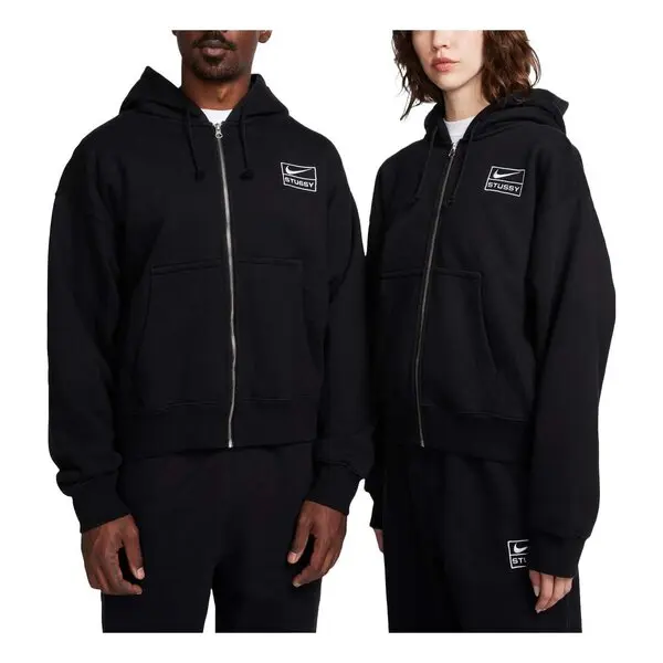 Nike X Stussy Stone Washed Fleece Zip Hoodie - Black