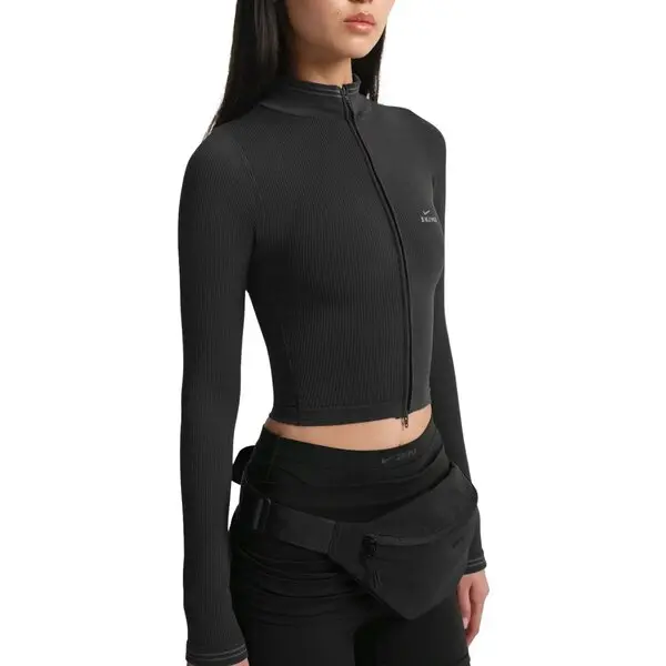 Nike X Skims Ribbed Seamless Zip Up Cropped Jacket