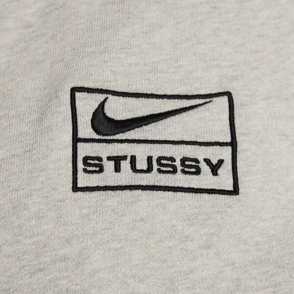 Nike X Stussy Ss24 Full-zip Fleece Hoodie 'grey Black - Grey/black