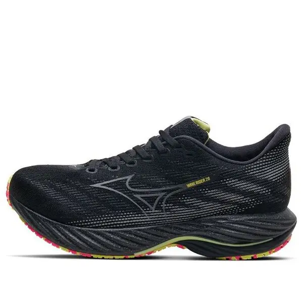 Mizuno Wave Rider 28 'black Sunny Lime' Athletic Footwear - Black/silver/sunny Lime