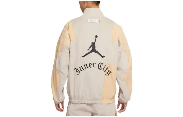 JORDAN X Htg Crossover Contrast Color Stitching Logo Stand Collar Jacket