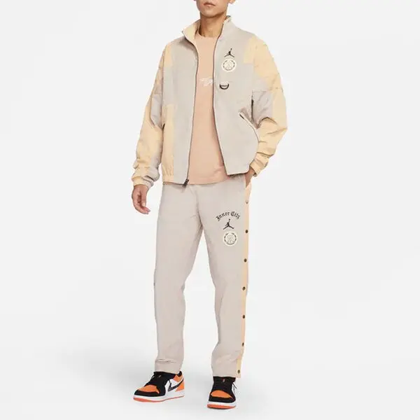 JORDAN X Htg Crossover Contrast Color Stitching Logo Stand Collar Jacket