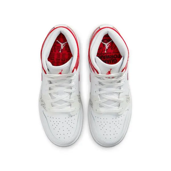 JORDAN 1 Mid "rookie Season" Sneakers - White/univ Red