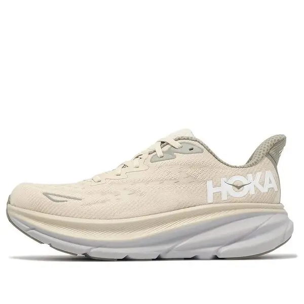 Hoka One One Clifton 9 2e Wide Running Sneakers - Beige/white