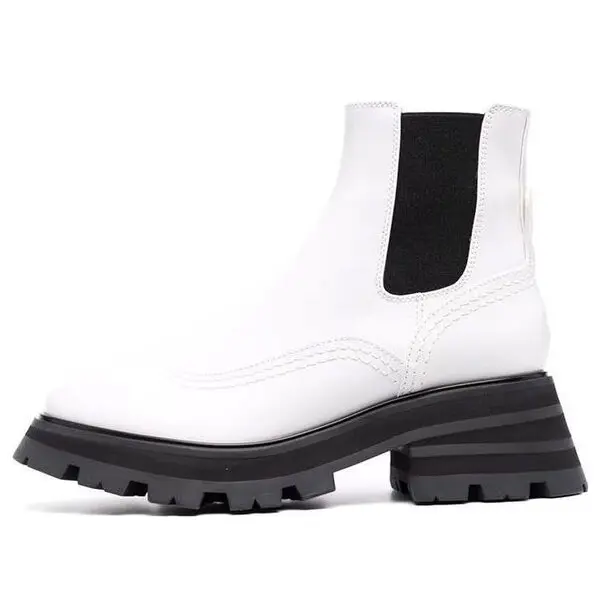 Alexander McQueen Leather Chelsea Ankle Boots - White