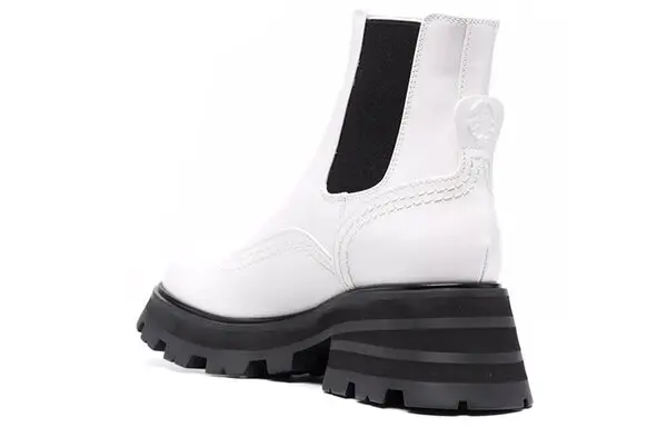 Alexander McQueen Leather Chelsea Ankle Boots - White