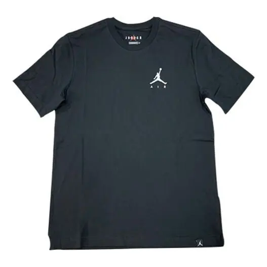 JORDAN Athleisure Casual Sports Embroidered Logo Round Neck Short Sleeve - Black