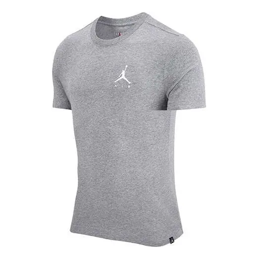 JORDAN Jumpman Logo Embroidered Knit Sports Short Sleeve - Gray