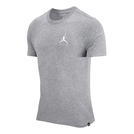 JORDAN Jumpman Logo Embroidered Knit Sports Short Sleeve - Gray
