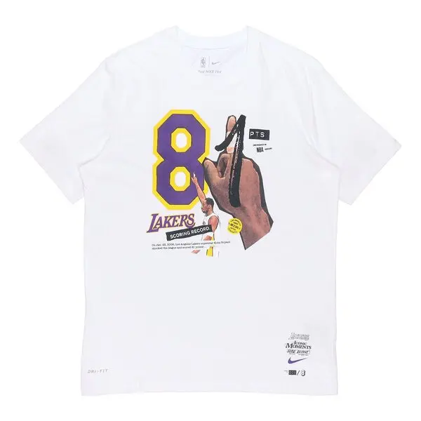 Nike Kobe 81 Commemorate Printing Quick Dry Short Sleeve T-shirt - White