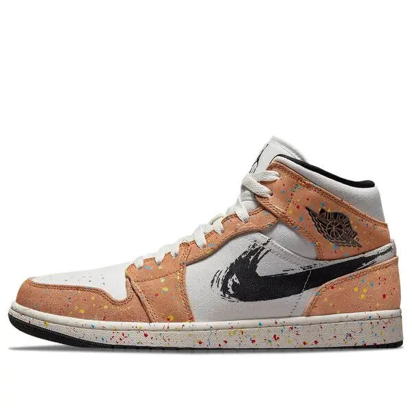 JORDAN 1 Mid Se 'brushstroke Paint Splatter - Sail/black/cider