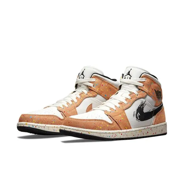 JORDAN 1 Mid Se 'brushstroke Paint Splatter - Sail/black/cider