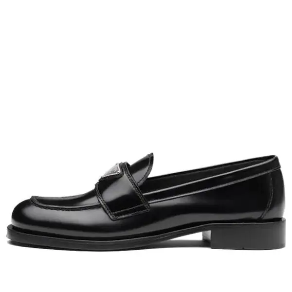 Prada Ss22 Brushed Leather Loafers - Black