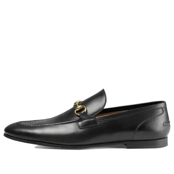 Gucci Jordaan Leather Loafers - Black/gold