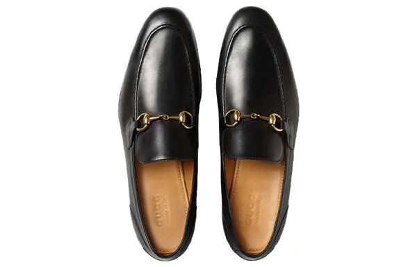 Gucci Jordaan Leather Loafers - Black/gold