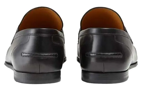 Gucci Jordaan Leather Loafers - Black/gold