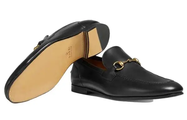 Gucci Jordaan Leather Loafers - Black/gold