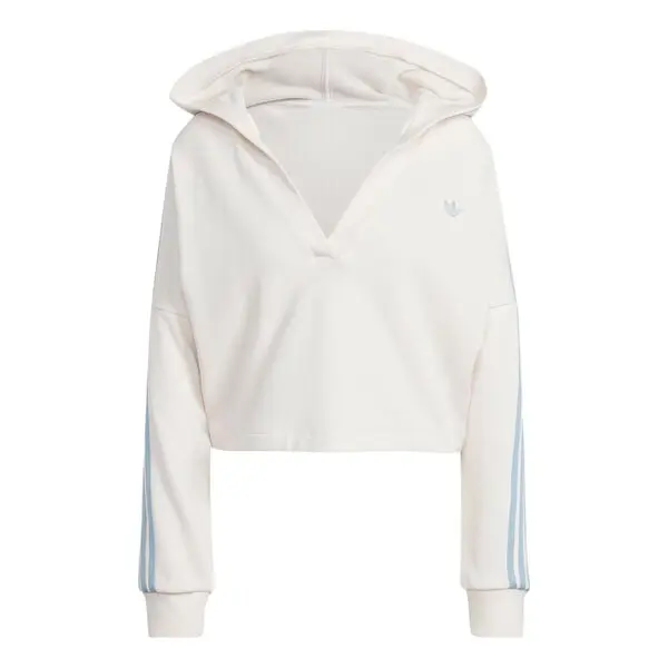 Adidas Originals V-neck Cropped Hoodie - White
