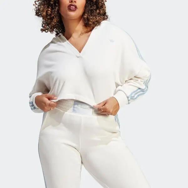 Adidas Originals Cropped V-neck Hoodie - White
