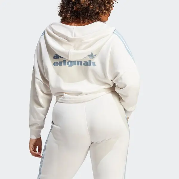 Adidas Originals Cropped V-neck Hoodie - White