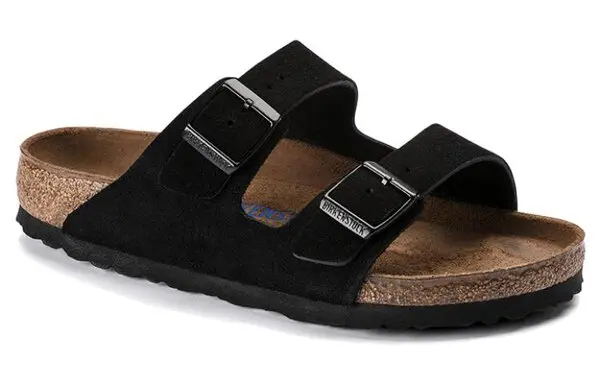 BIRKENSTOCK Arizona Soft Footbed Suede Leather Sandals - Black