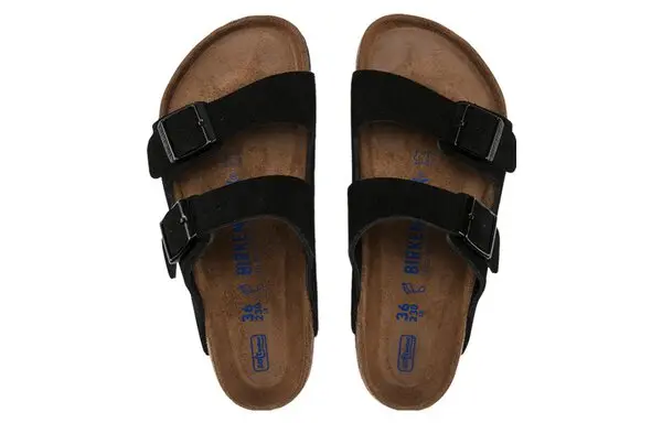 BIRKENSTOCK Arizona Soft Footbed Suede Leather Sandals - Black
