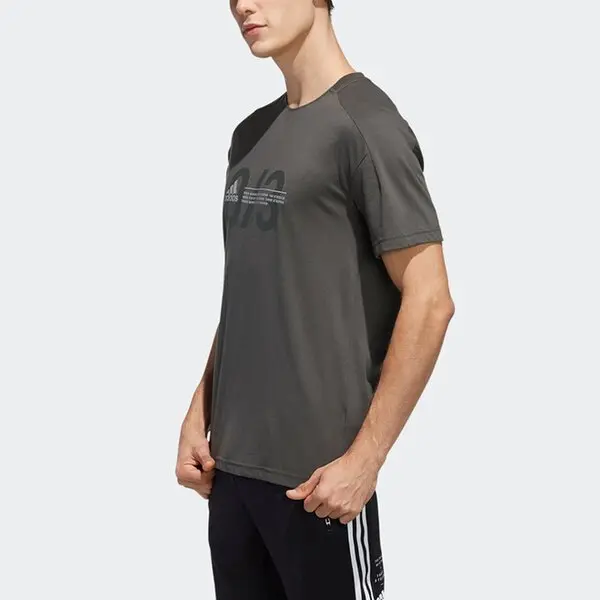 Adidas Round Neck Pullover Sports Short Sleeve Brown