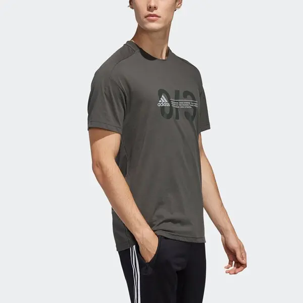 Adidas Round Neck Pullover Sports Short Sleeve Brown