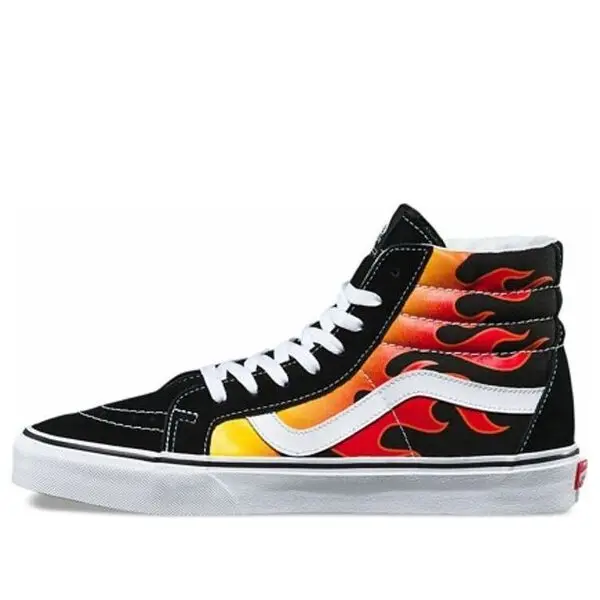VANS Sk8-hi Reissue 'flames' High Top Sneakers - Black/yellow/red