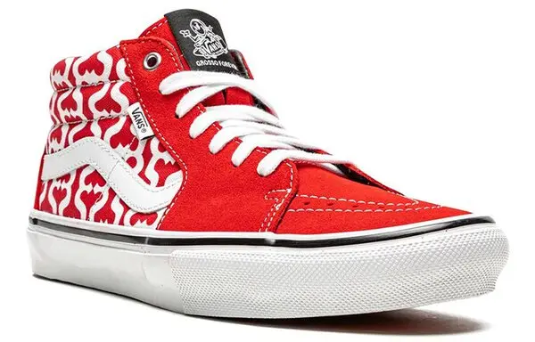 VANS Supreme X Grosso Mid Monogram S Suede Sneakers - Red