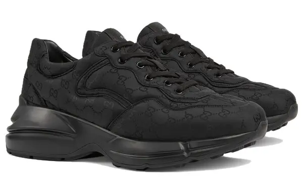 Gucci Rhyton Monogram Nylon Sneakers - Black