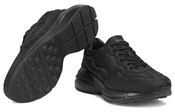 Gucci Rhyton Monogram Nylon Sneakers - Black