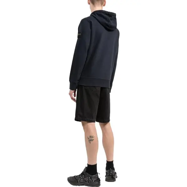 Stone Island Brushed Cotton Full Zip Hoodie - Navy