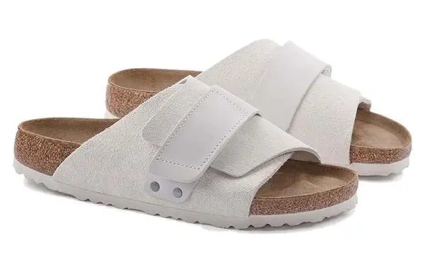 BIRKENSTOCK Kyoto Nubuck-suede Leather Sandals - White