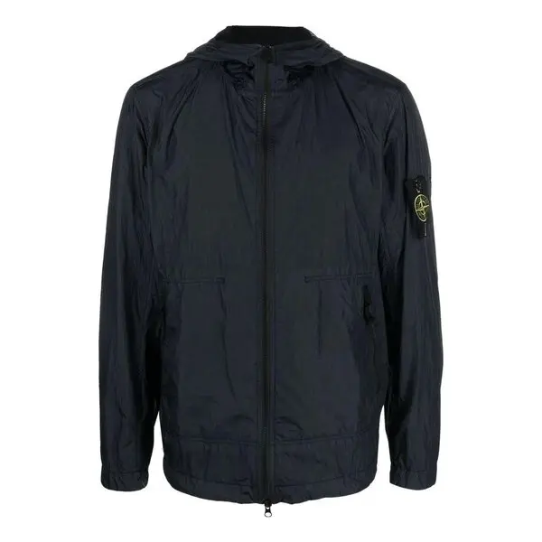 Stone Island Crinkle Reps Hooded Jacket - Navy