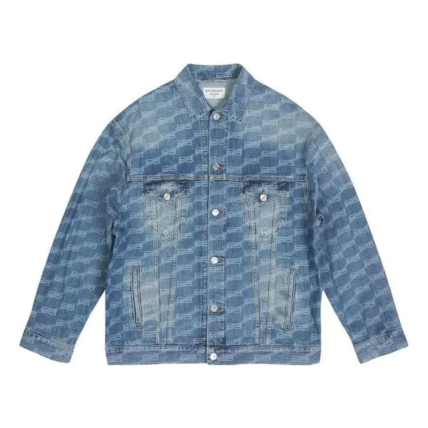 Balenciaga Bb Monogram Denim Jacket - Blue