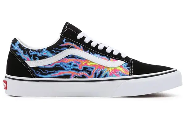 VANS Old Skool Electric Flame Sneakers - Black/white/blue