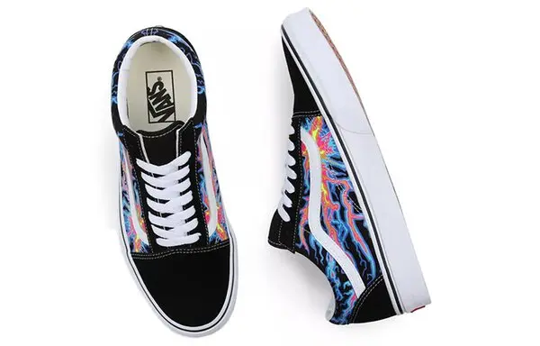 VANS Old Skool Electric Flame Sneakers - Black/white/blue