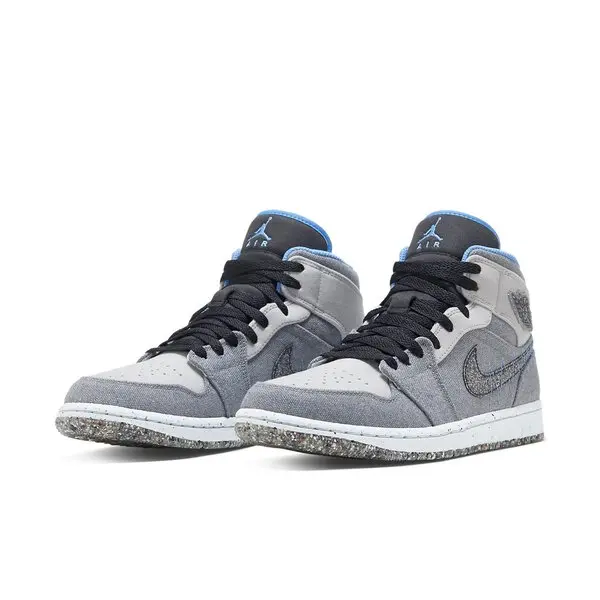 JORDAN 1 Mid Crater Grey University Blue Sneakers - Grey/blue/black