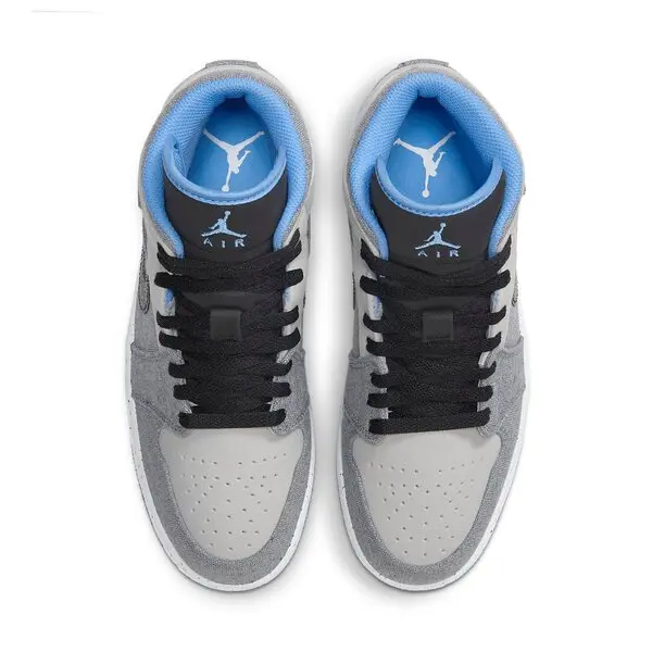 JORDAN 1 Mid Crater Grey University Blue Sneakers - Grey/blue/black