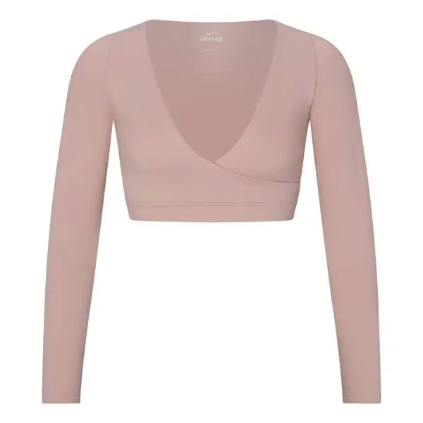 Nike X Skims Matte Wrap Long Sleeve Cropped Top - Himalayan