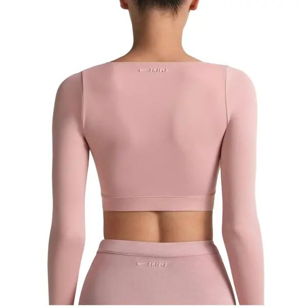 Nike X Skims Matte Wrap Long Sleeve Cropped Top - Himalayan