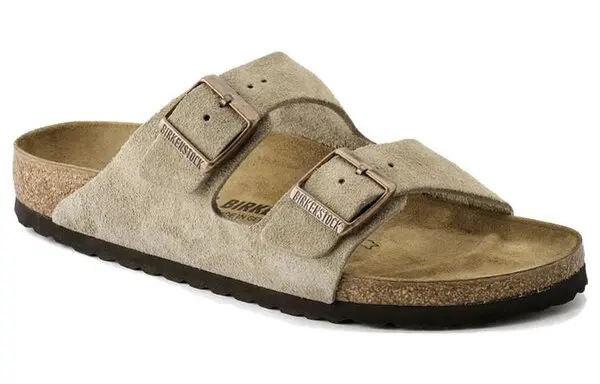 BIRKENSTOCK Arizona Suede Leather Sandals - Beige