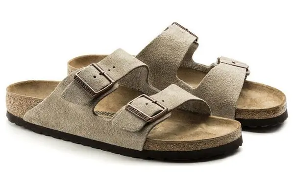 BIRKENSTOCK Arizona Suede Leather Sandals - Beige